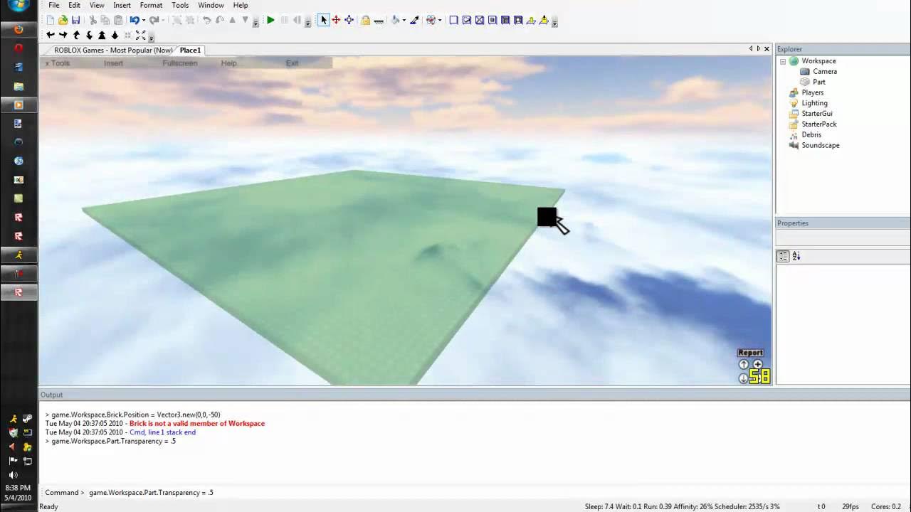 Roblox BASIC Lua Scripting Tutorial - Editing Brick Properties - YouTube