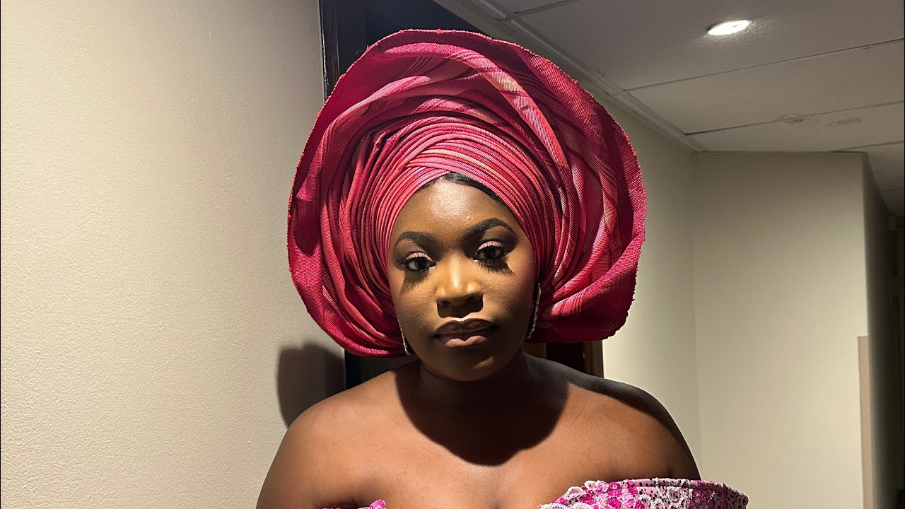 How to tie double sided fan Gele Headwrap - YouTube
