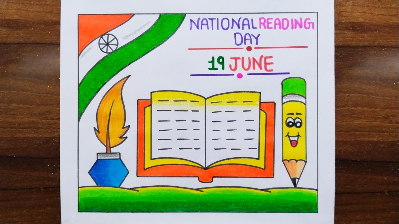 National Reading Day Drawing Easy / Vayana Dinam Poster / Reading Day ...