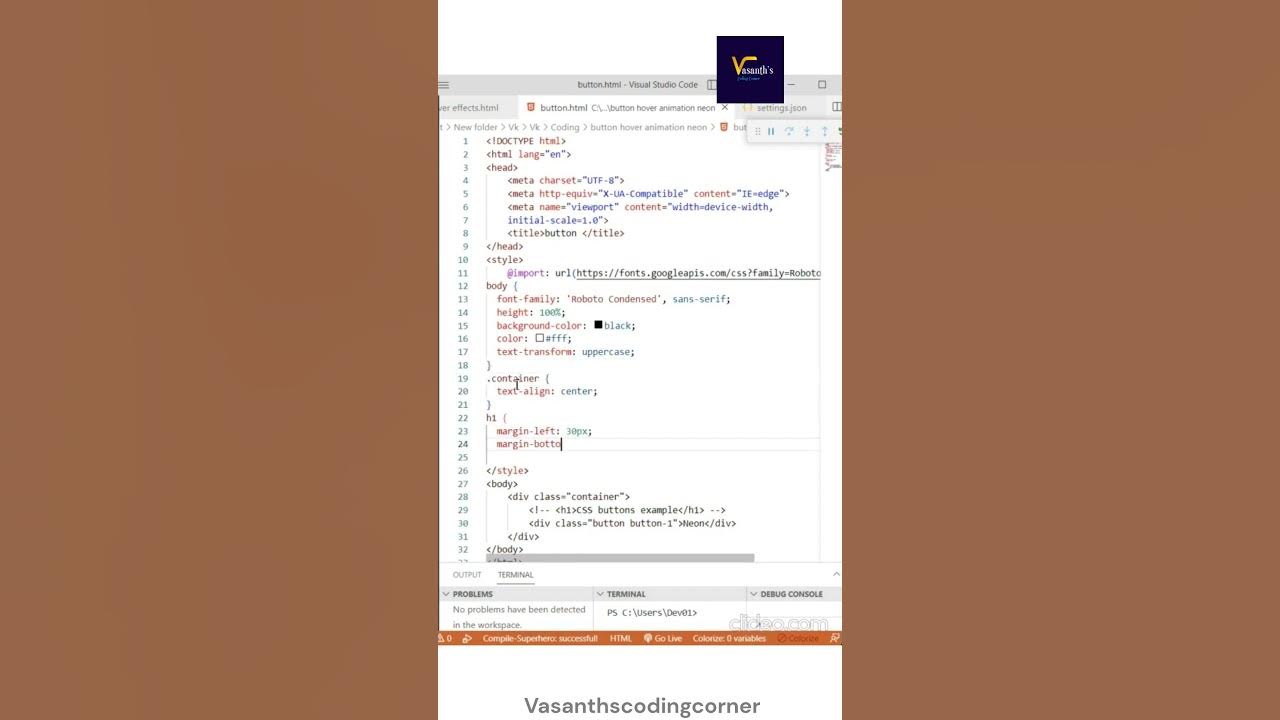 Button Animation Using Neon Html Css Adding Vibrance To Your Web Design Html Csstutorial Css