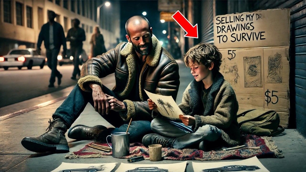 Homeless Boy Sells Drawings on the Street, Jason Statham Stops and ...