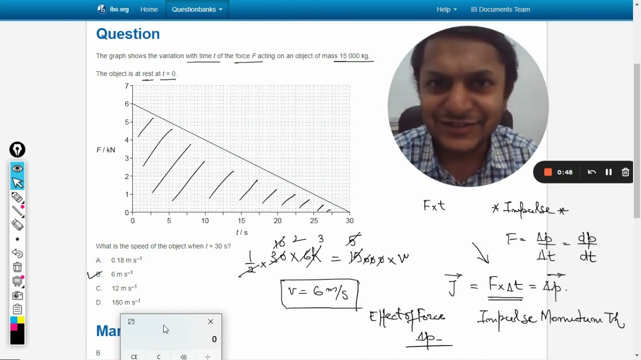 The Graph Shows The Variation With Time T Of The Force F Acting On An The Graph Shows The Variation With Time T Of The Force F Acting On An