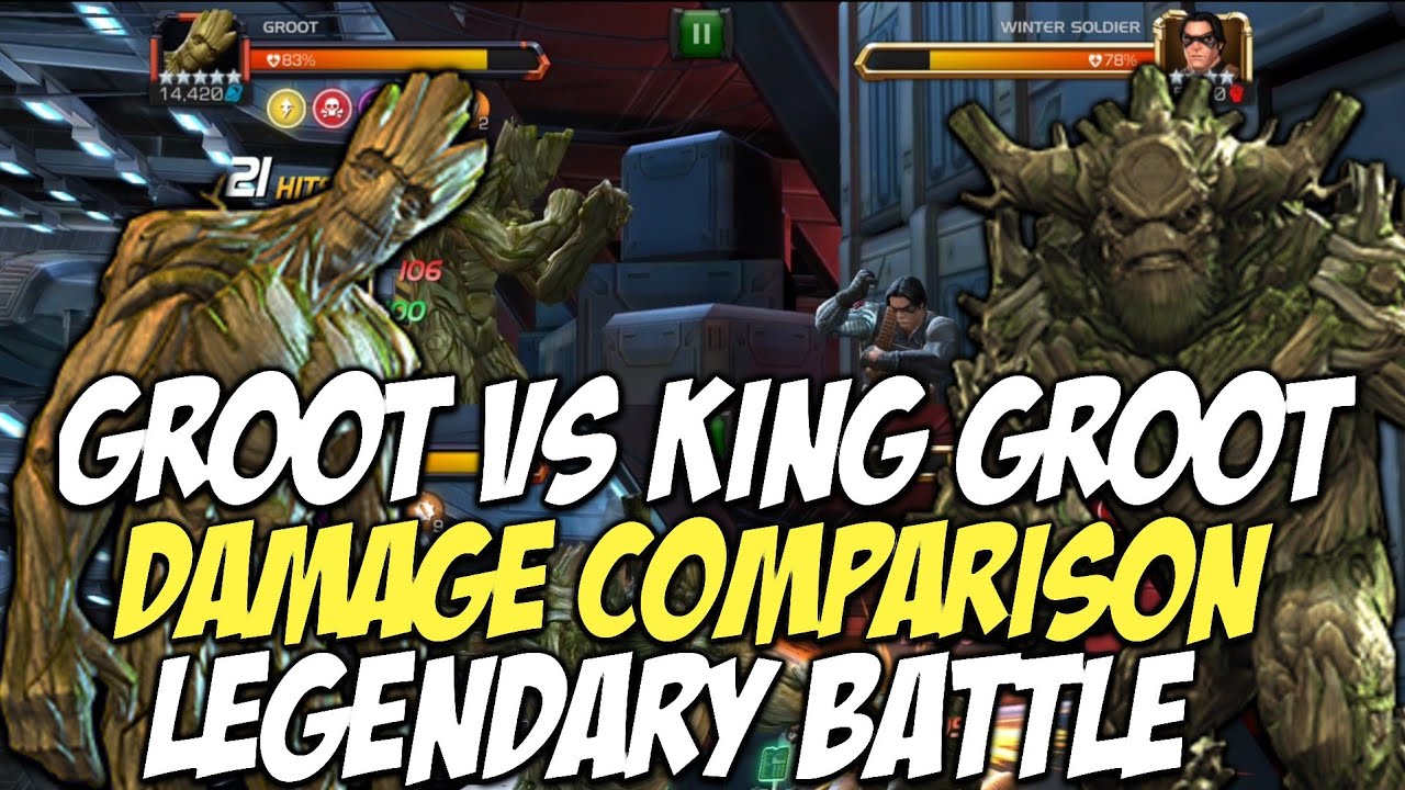 Groot Vs King Groot Damage Comparison | Battle Of The Cosmic Gods ...