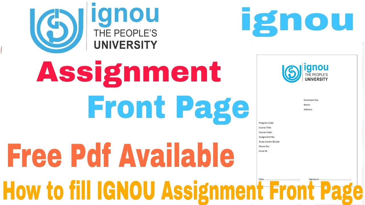 IGNOU Assignment Front Page Kaise banaye || How to fill IGNOU Front ...
