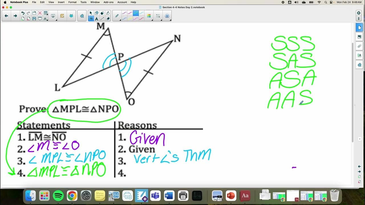 Sect 4 4 Day 2 SSS, SAS, ASA, and AAS Proofs - YouTube