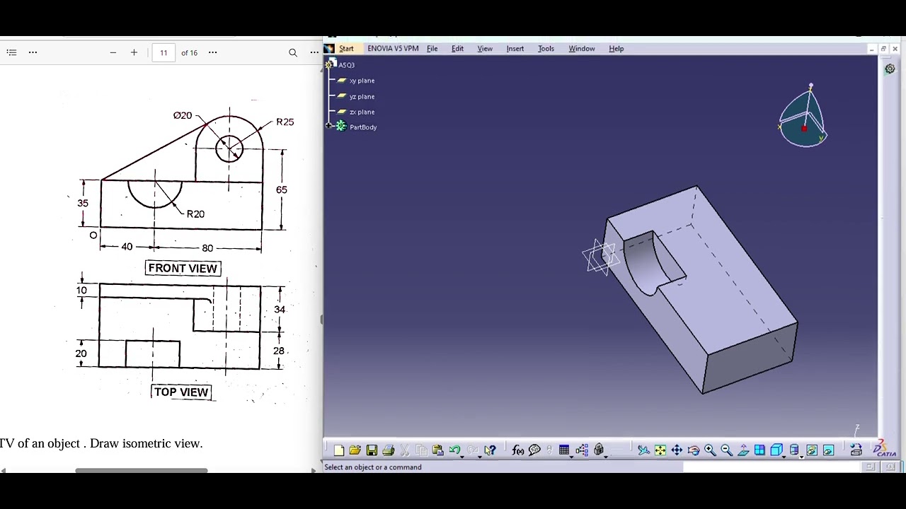 Assignment 5, Q3 [3D Visualization explained using CATIA modelling & drafting] - YouTube