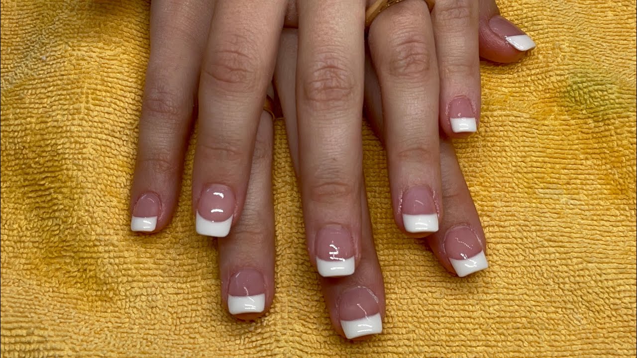 Easy 7 Minutes - Nails Solar Pink & White - Nail Tutorial - YouTube