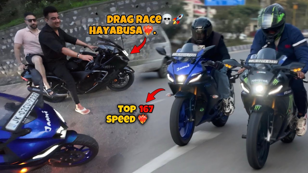 Drag Race Hayabusa ️‍🔥💀| R15 v4 vs R15m | r15m top speed | R15m fully ...