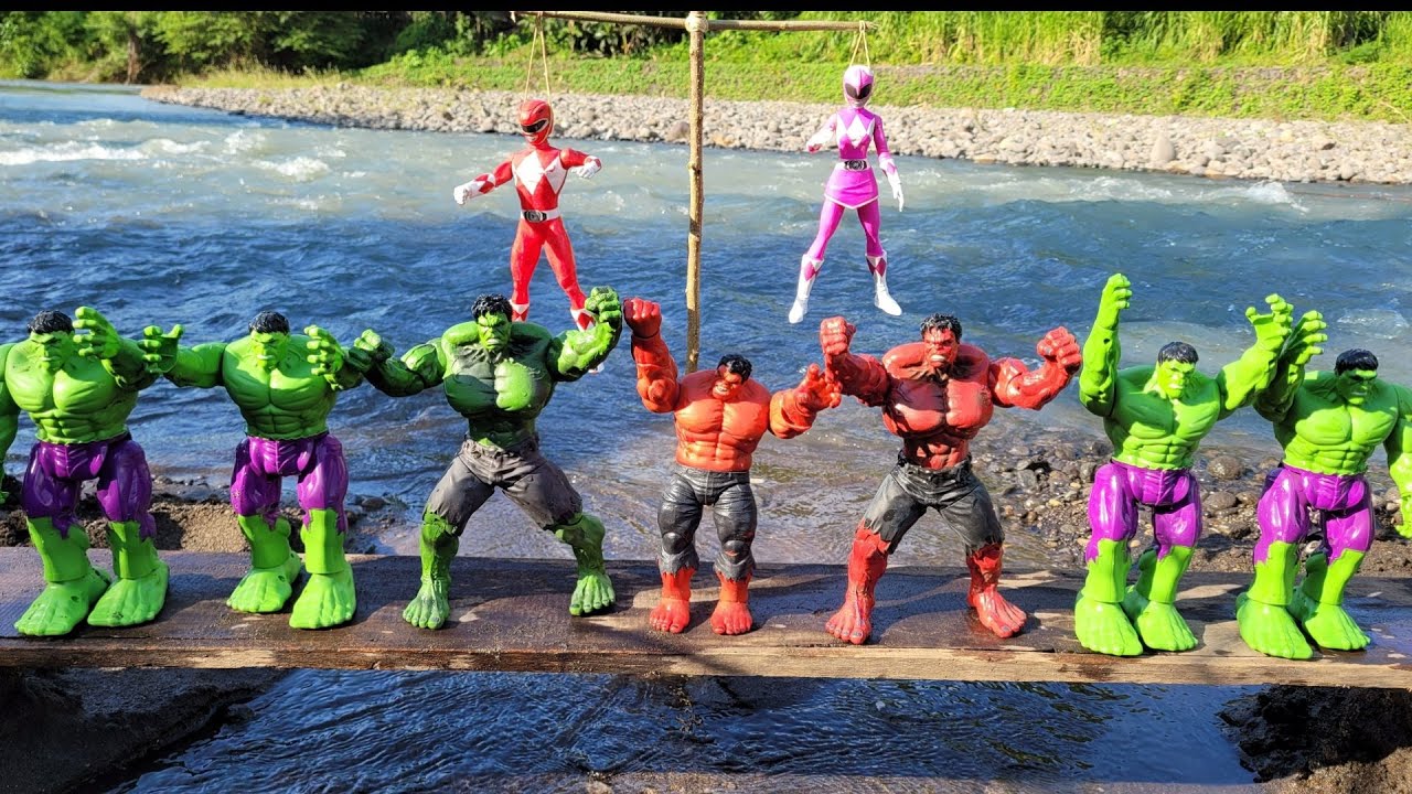 SPIDERMAN VS HULK, POWER RANGERS KALAH DAN JATUH KE SUNGAI, IRON MAN ...