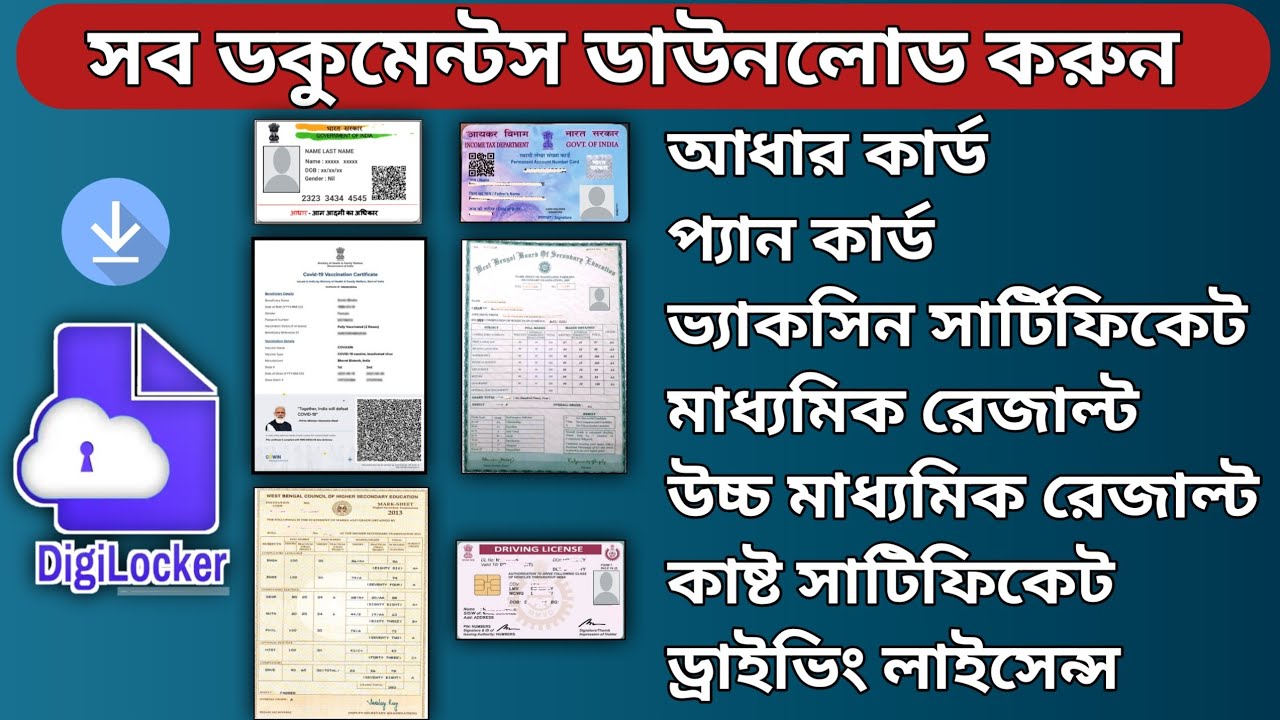 Download Documents by DigiLocker Aadhaar Card PAN Card Marksheet ...