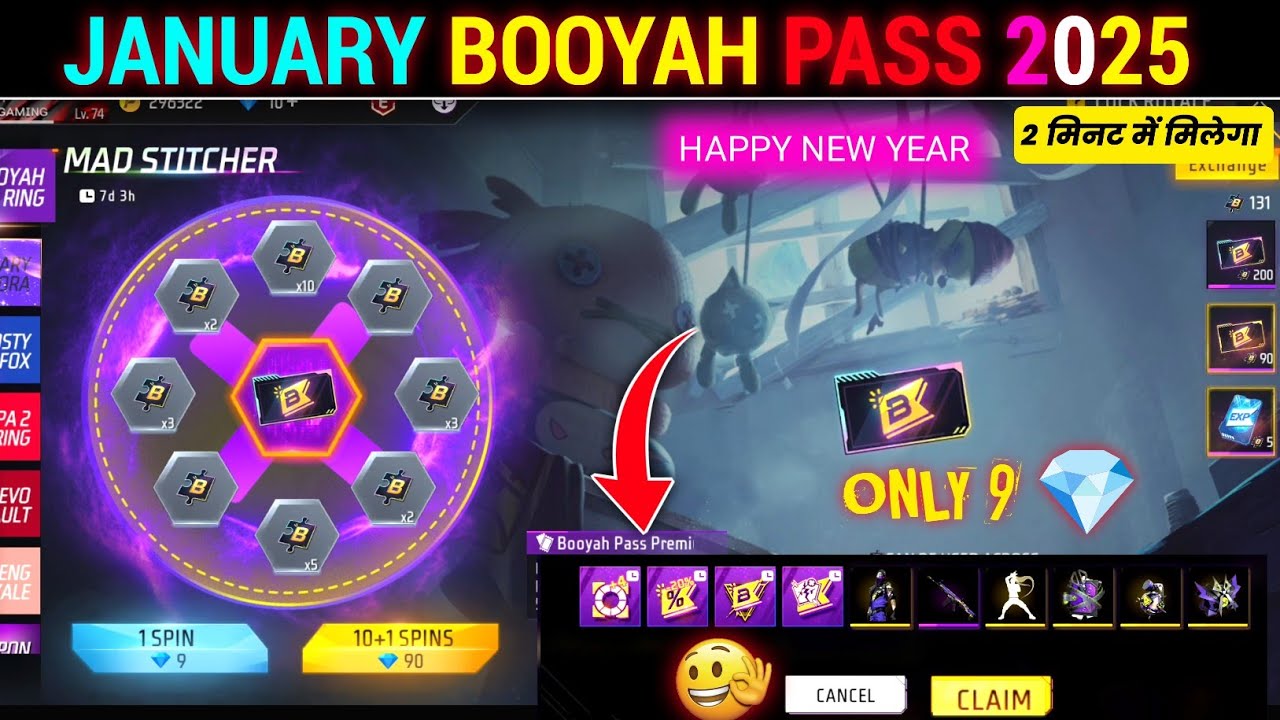 Mad Stitcher Booyah Pass Ring Event Spin 🔥| Happy New Year 2025 1 ...