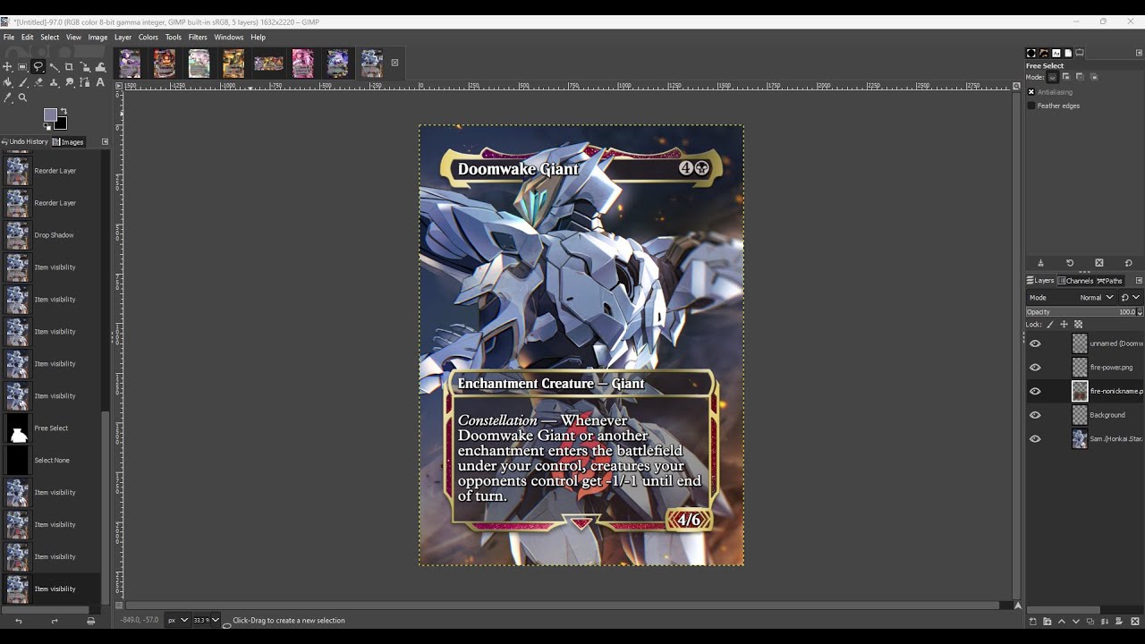 MTG Card Altering | Gimp Tutorial | Art over frame - YouTube