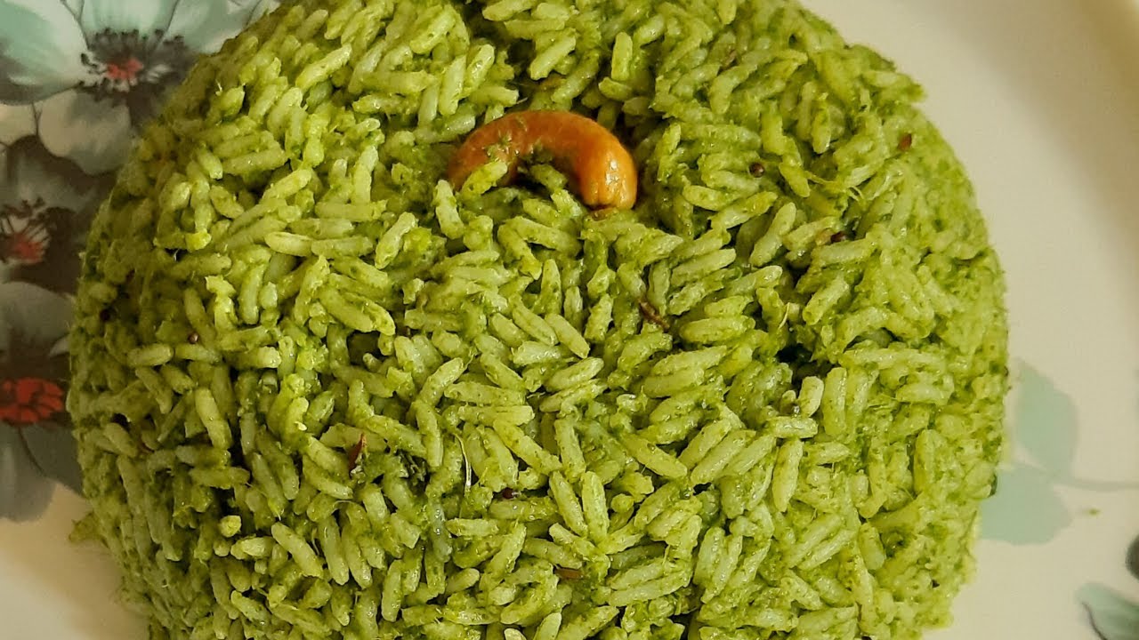 Palak Rice Recipe (Spicy) - Healthy & Spicy Palak Rice Recipe -Spinach ...