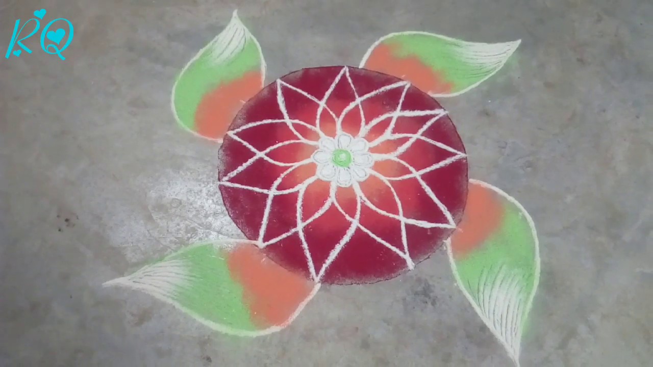 Beauty small small flower rangoli ||Quick easy flower rangoli ...