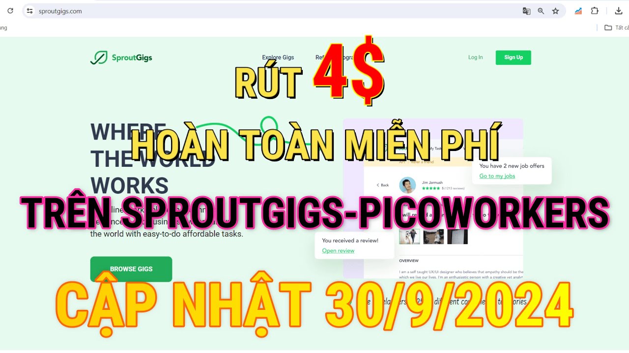 Rút 4$ Hoàn Toàn Miễn Phí Trên SPROUTGIGS - Cập Nhật Ngày 30/9/2024 ...