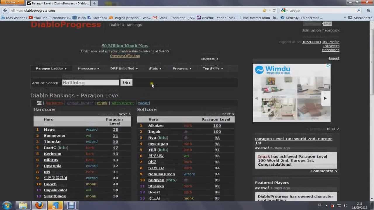 How you can see your Diablo 3 ranking (Paragon Level) worldwide ...