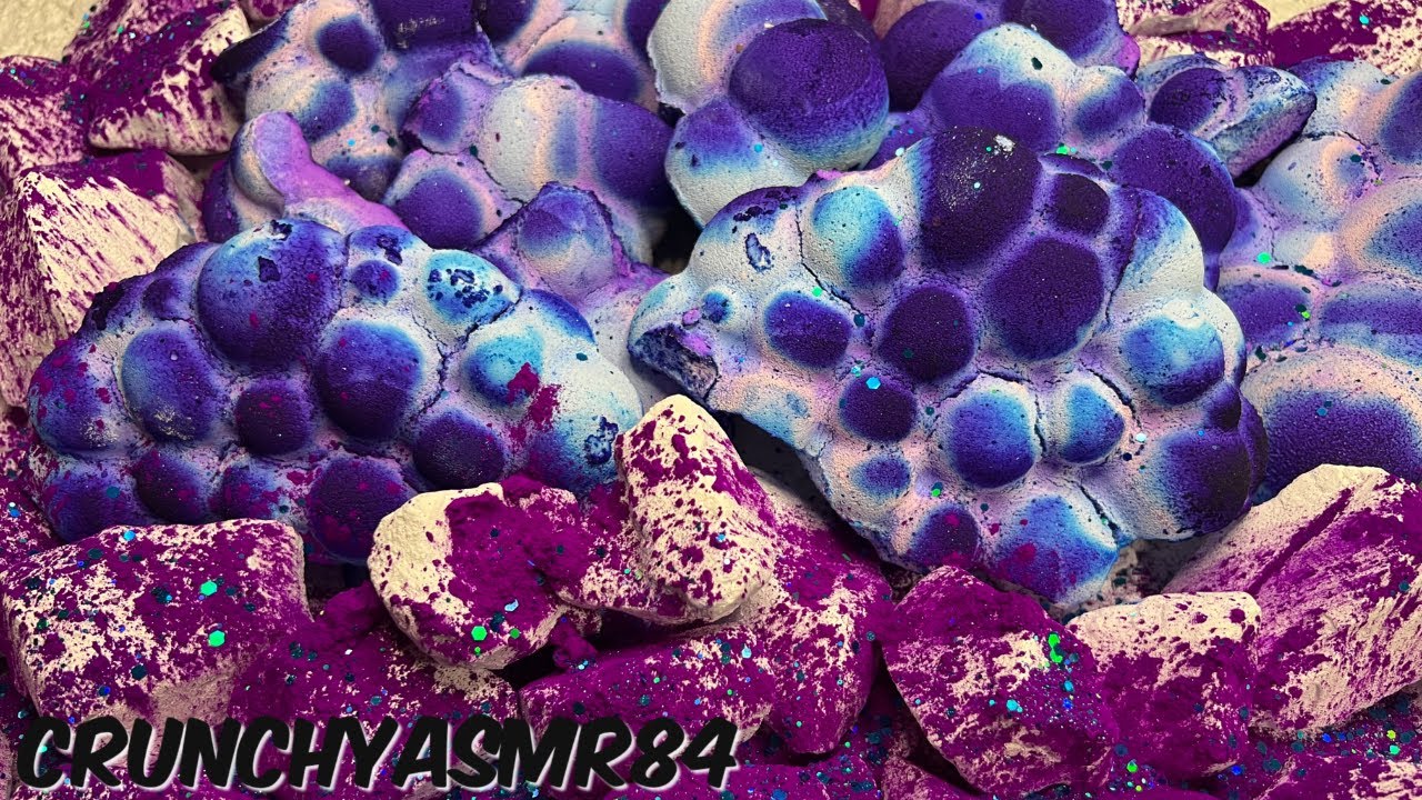 Blue & Purple Broken Bubbles & Chalk Chunks | Oddly Satisfying | ASMR ...