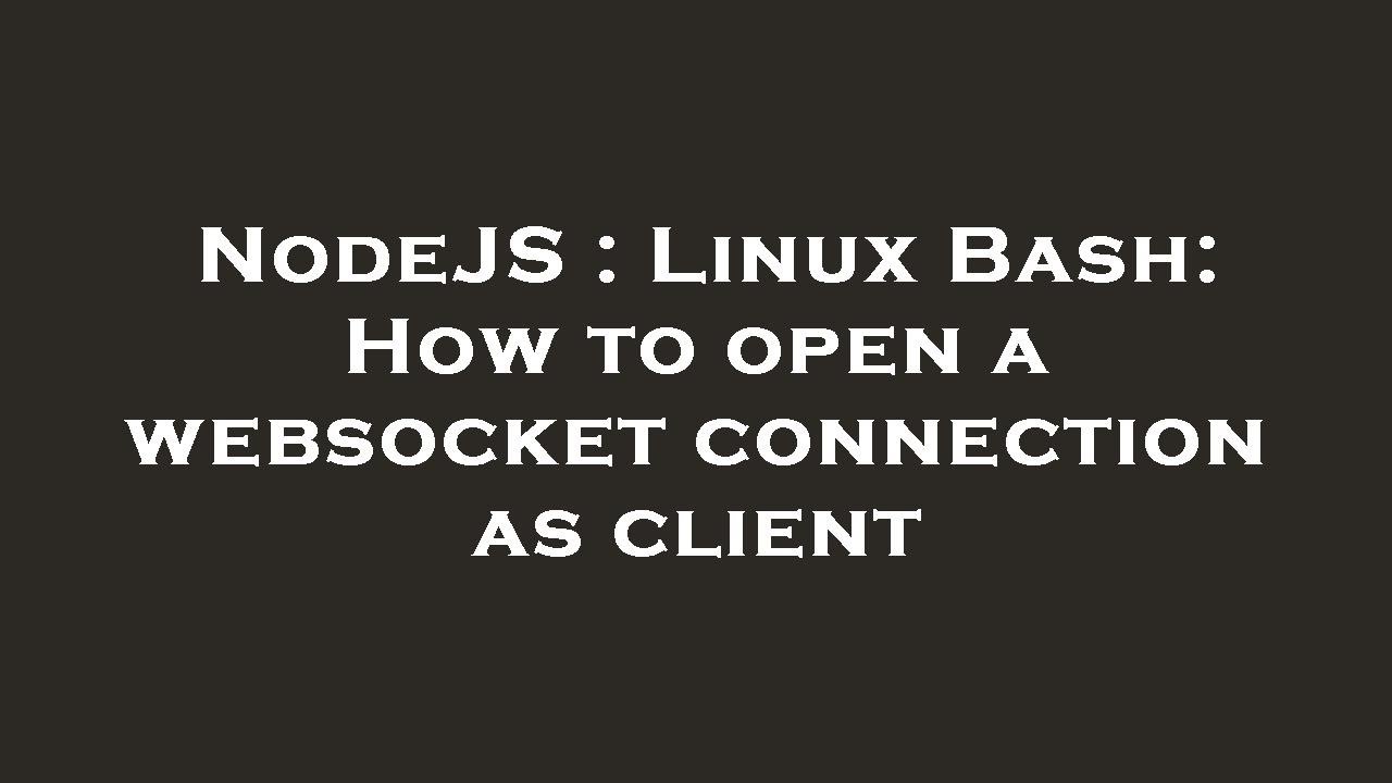 Nodejs Linux Bash How To Open A Websocket Connection As Client Youtube 1218