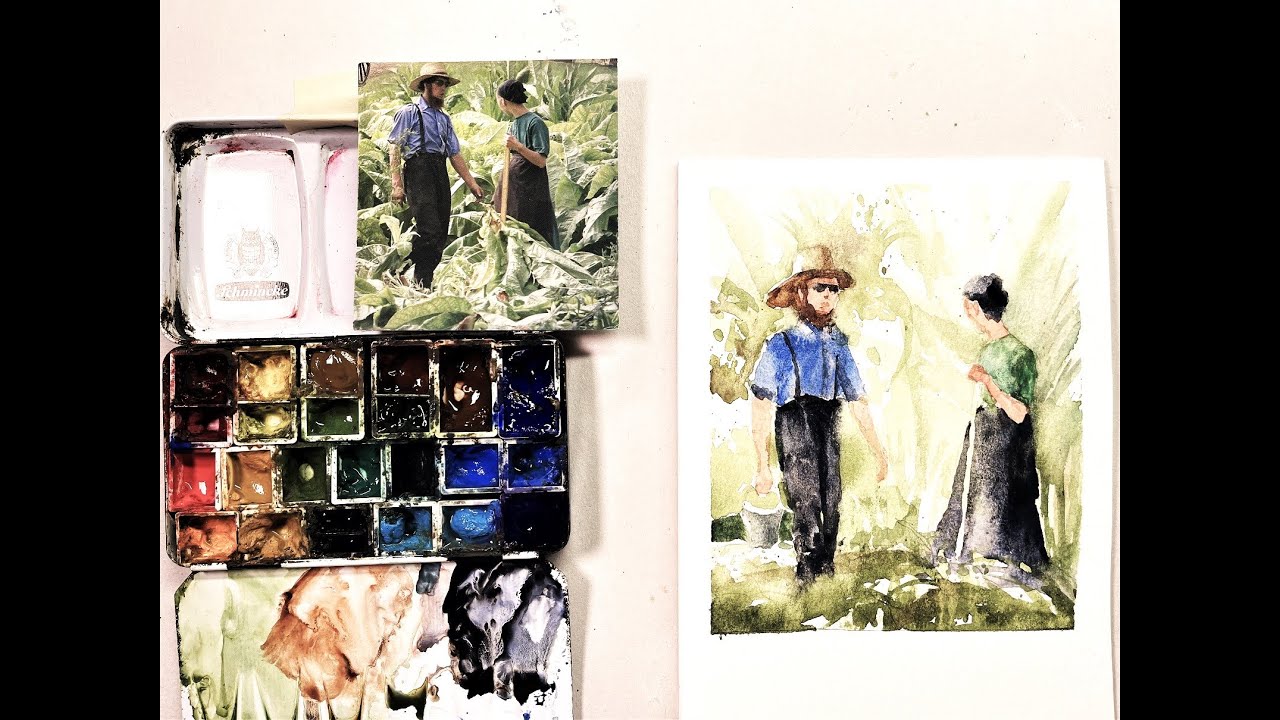 Fun Watercolor Figures drawn and painted on 5X7 Watercolor Paper - with ...