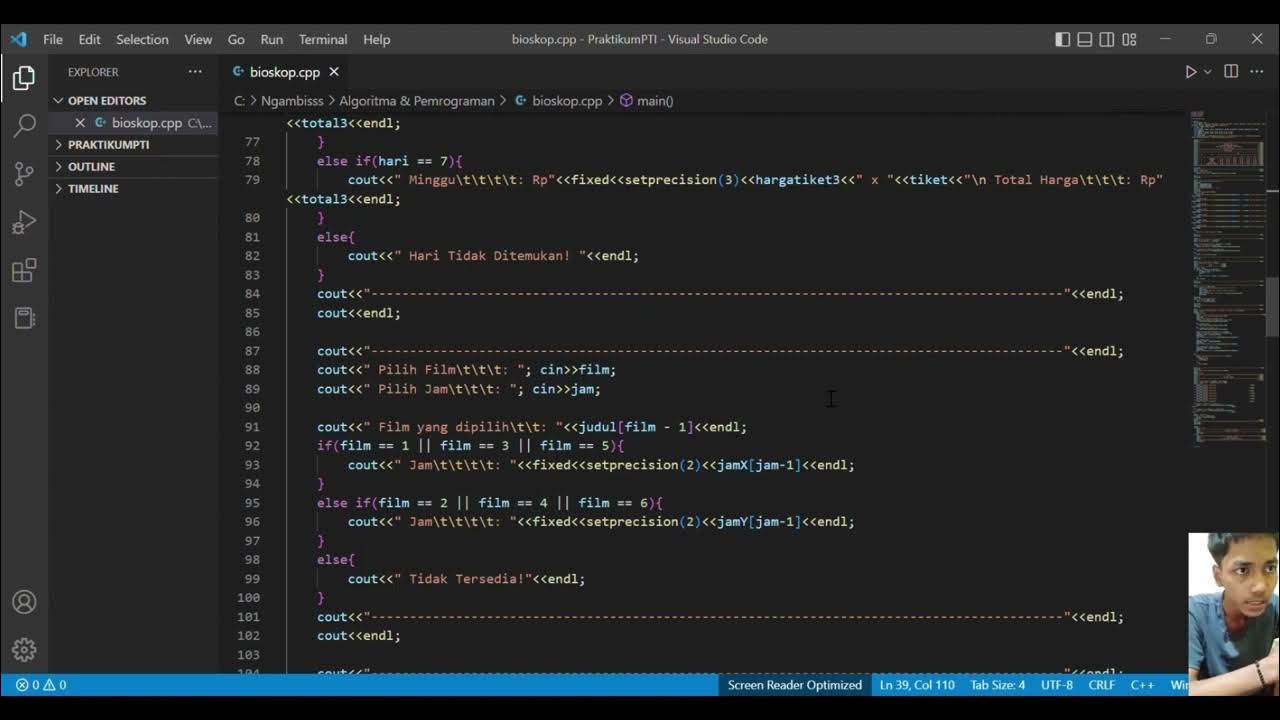 Tugas Mata Kuliah Algoritma & Pemrograman (Project Pemesanan Tiket Bioskop Menggunakan Bahasa ...