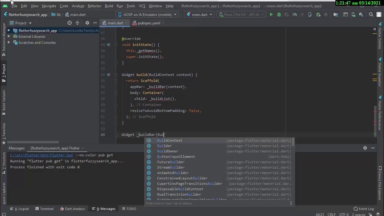 【FLUTTER ANDROID STUDIO and IOS】Fuzzy search list initially translated from Fusejs - YouTube