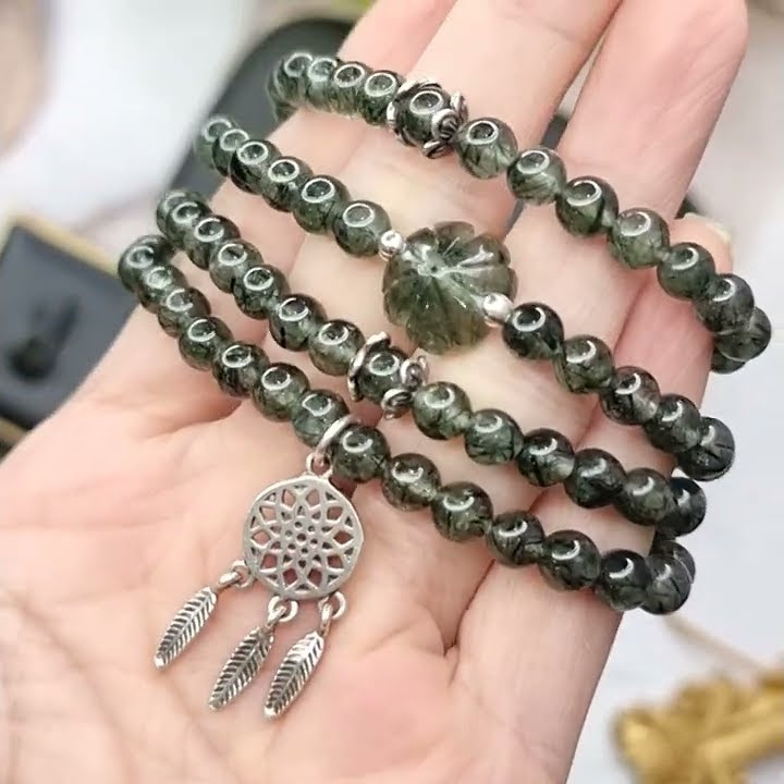 CHUỖI QUẤN 03 THẠCH ANH TÓC XANH LÁ S925(4) - YouTube