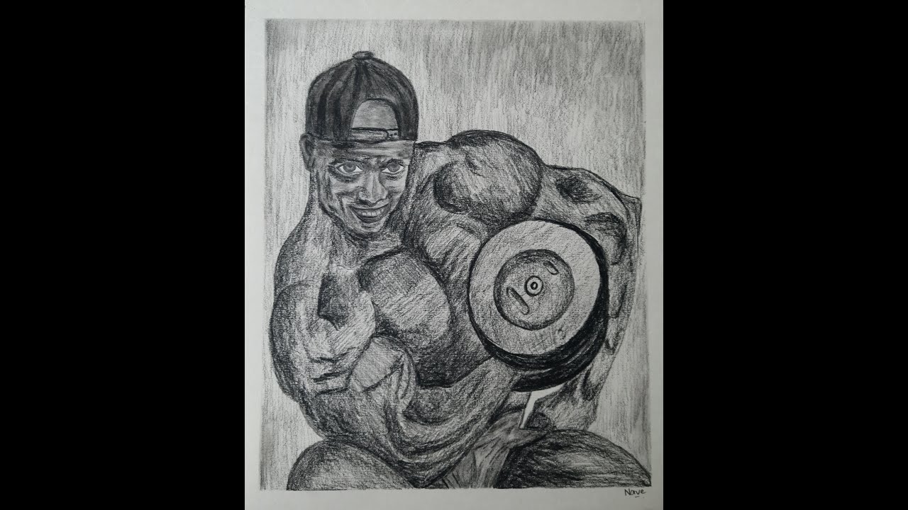 Muscular man drawing | Bodybuilder | Portrait practice using charcoal ...