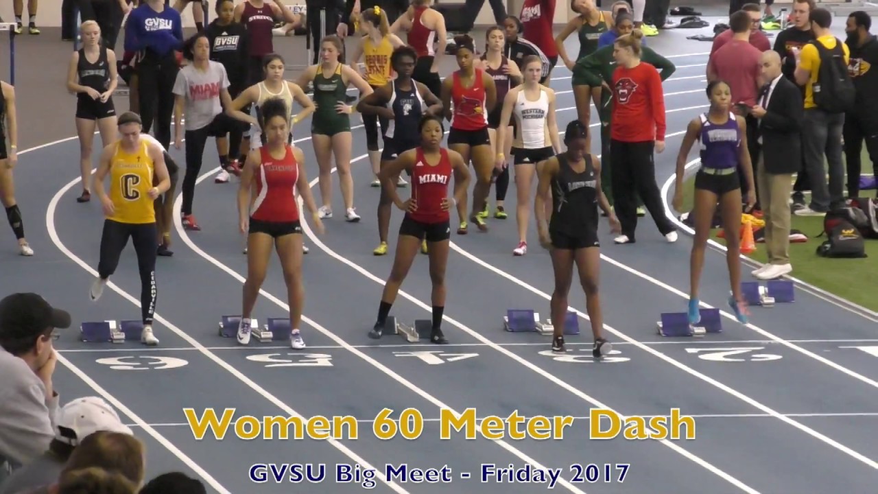 Women 60 Meter Dash Prelims | GVSU Big Meet - Saturday 2017 - YouTube