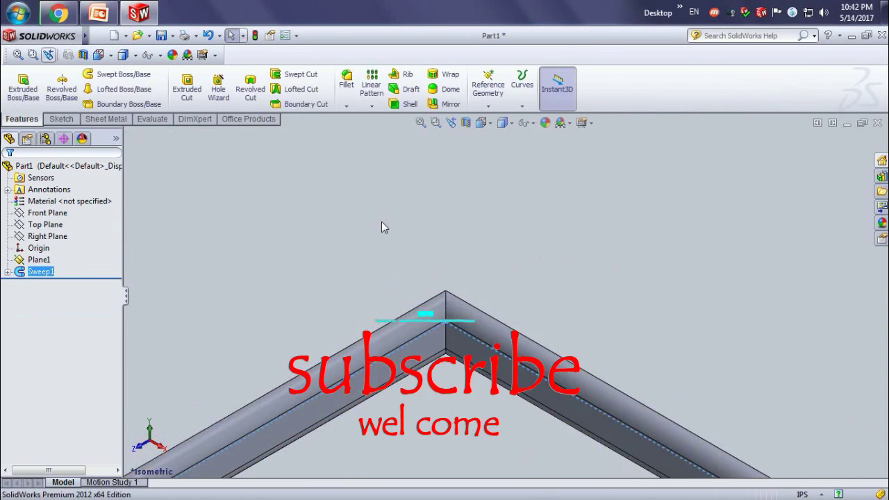 swept boss base solidworks - YouTube