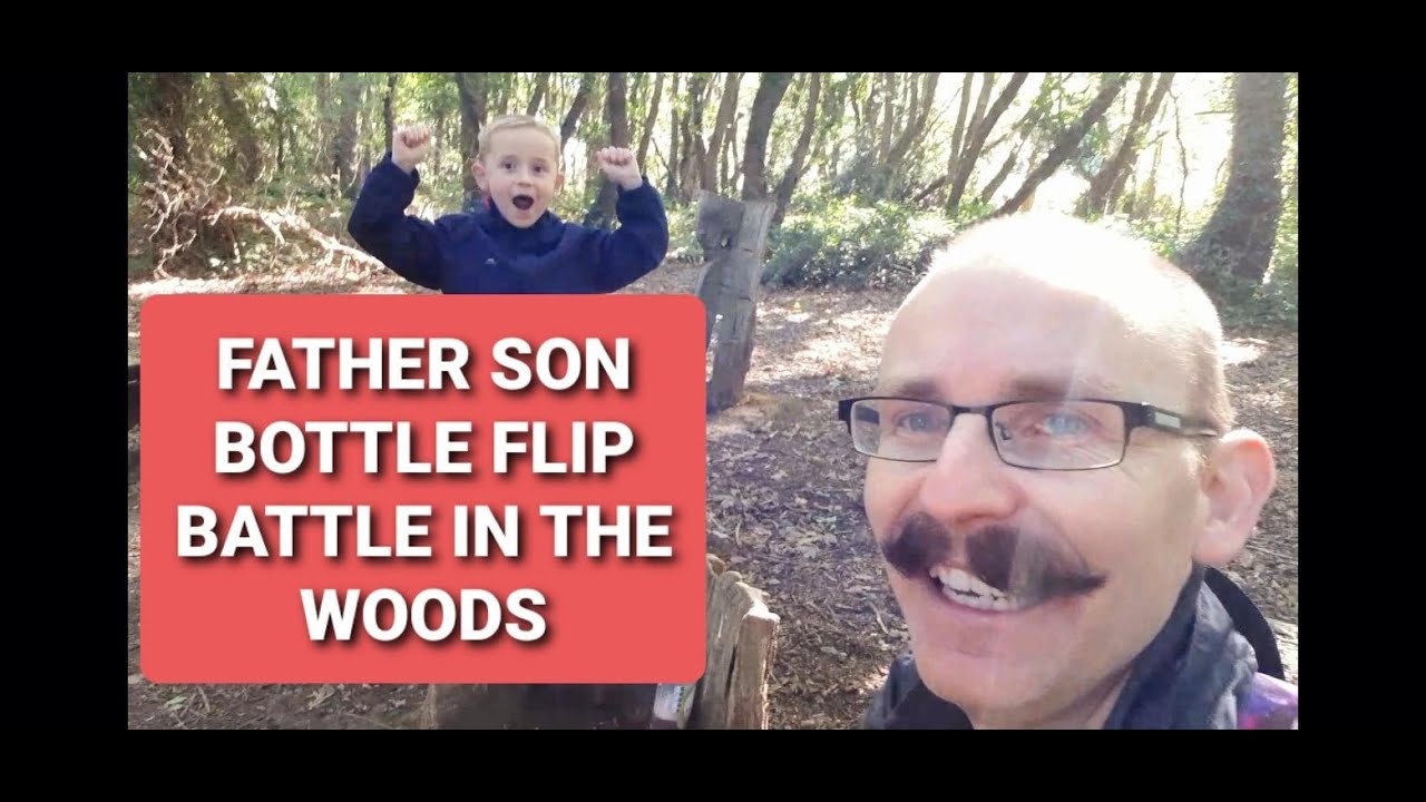 Father v Son Game of Bottle Flip in the woods 1 - YouTube