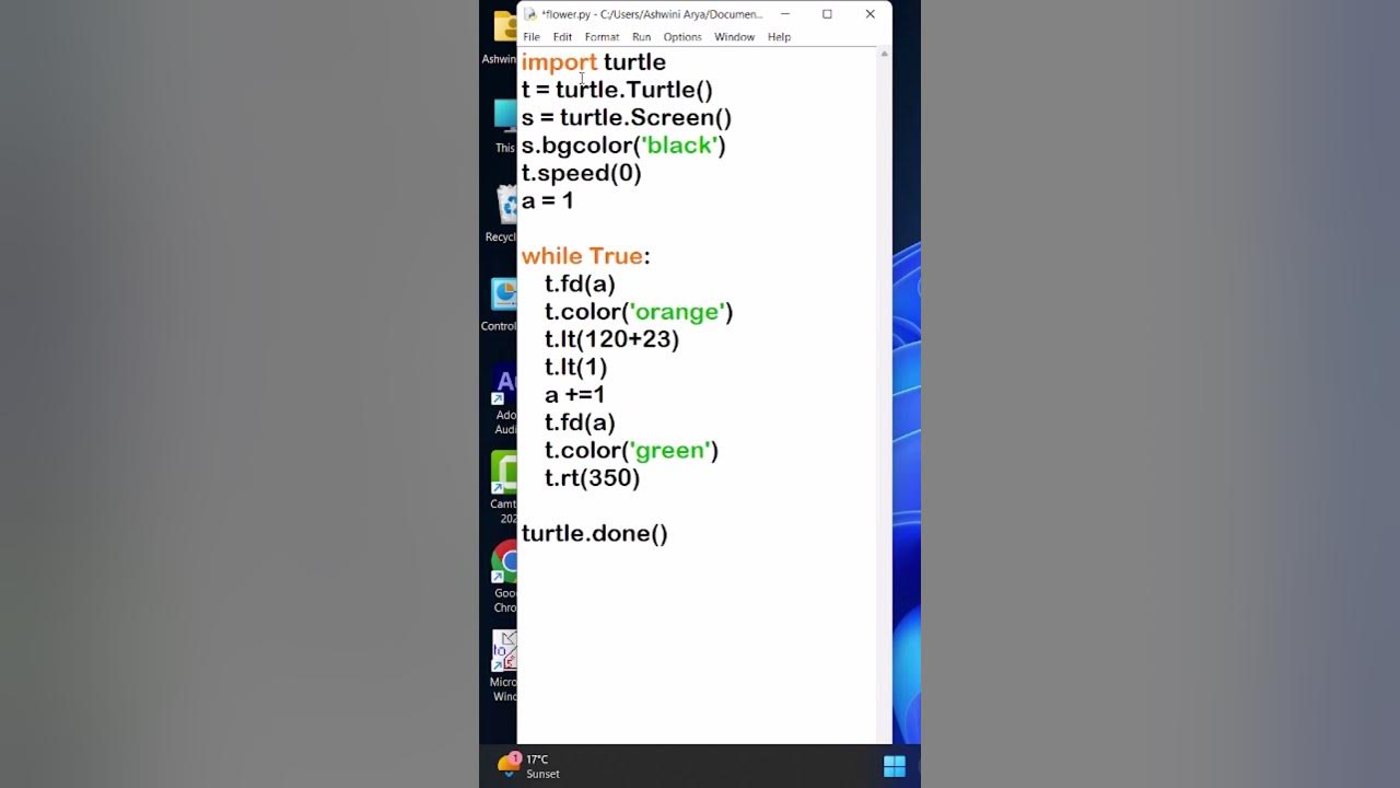 Art Design In Python Turtle Codeing Creativecoding Codingpatterns Turtle Codinglove Youtube