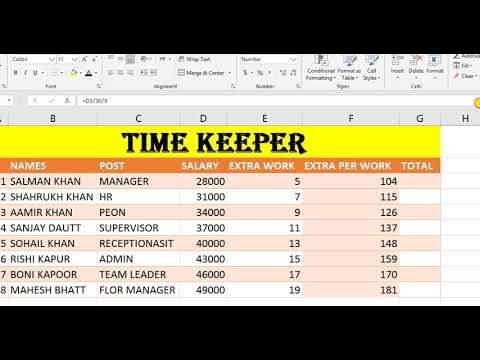 How to Create TIME KEEPING SHEET in Microsoft Excel easily by Nadwi ...