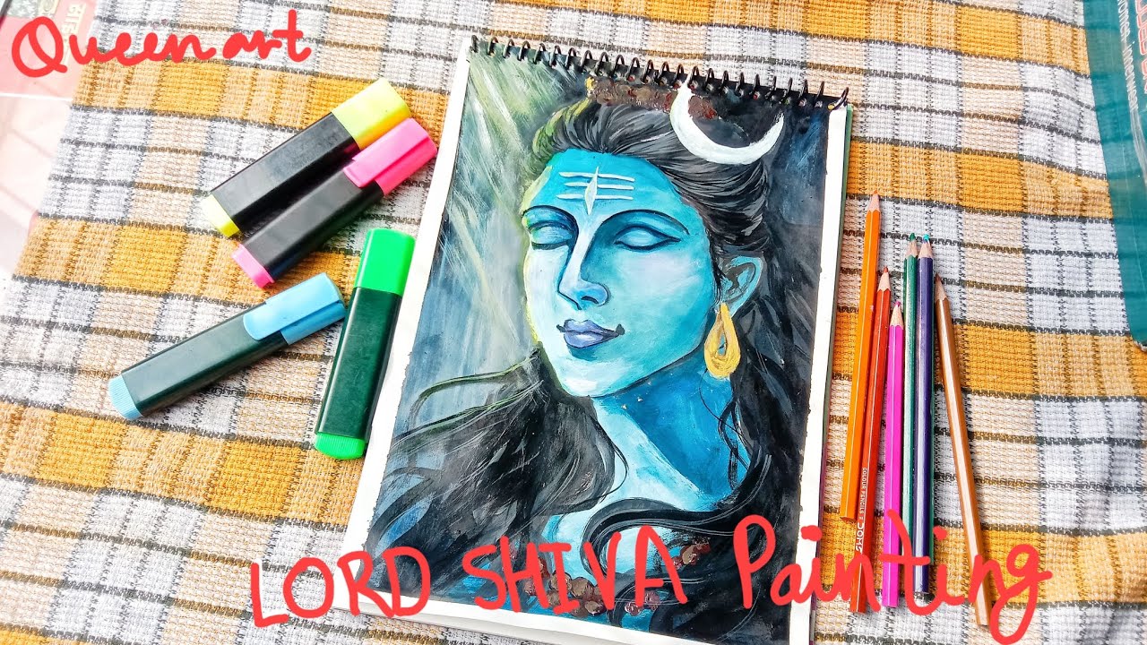 Lord shiv ji painting tutorial with water color | Queen art - YouTube