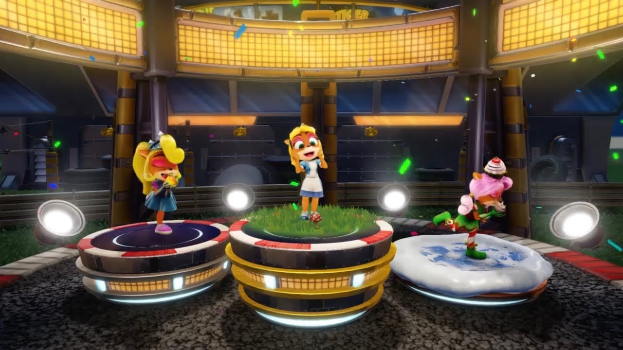 Princess Coco, Elf Coco and Alice Coco Bandicoot Winning Podium. (Crash ...