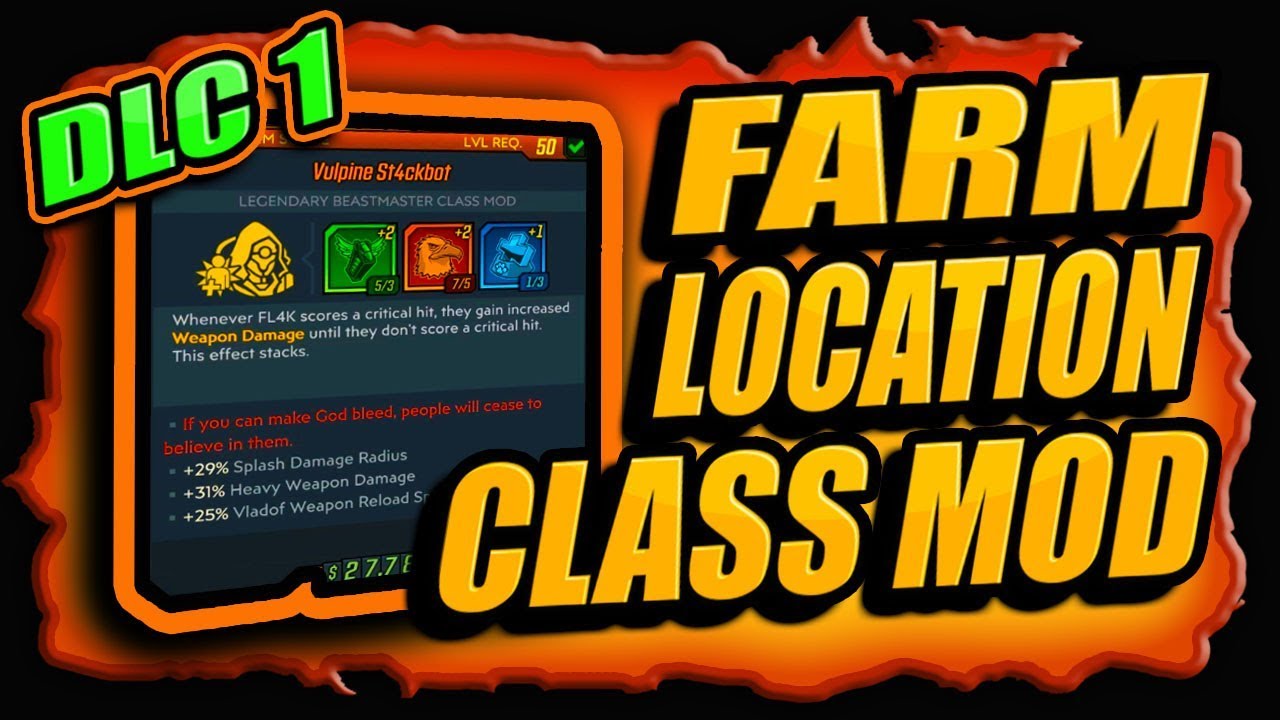 Where to FARM DLC1 Legendary CLASS MODS for (FL4K, Moze, Zane & Amara ...