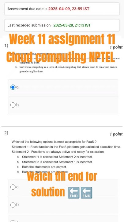 Cloud computing week 11 assignment 11 NPTEL solution MCQ #swayam #cloudcomputing #shorts - YouTube