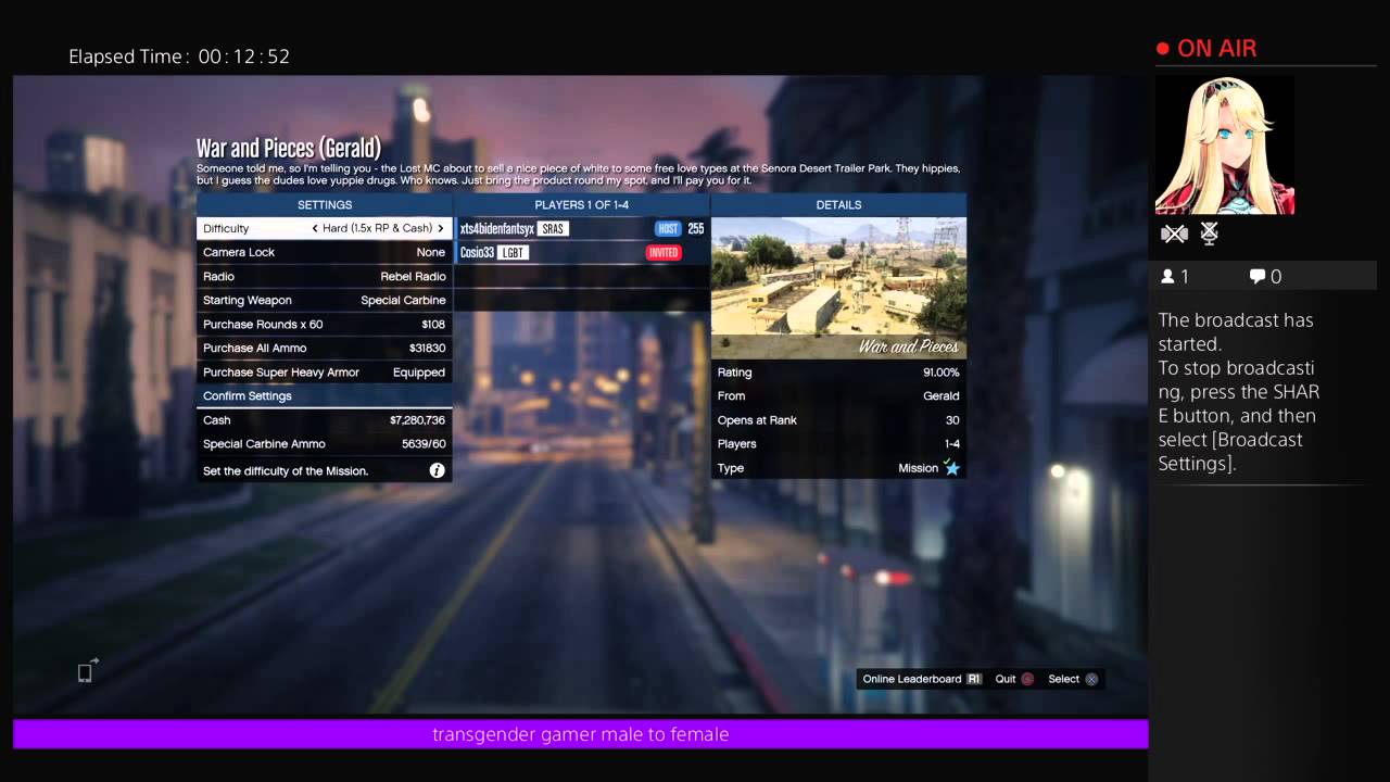 c.a transgender gamer playing gta 5 online - YouTube