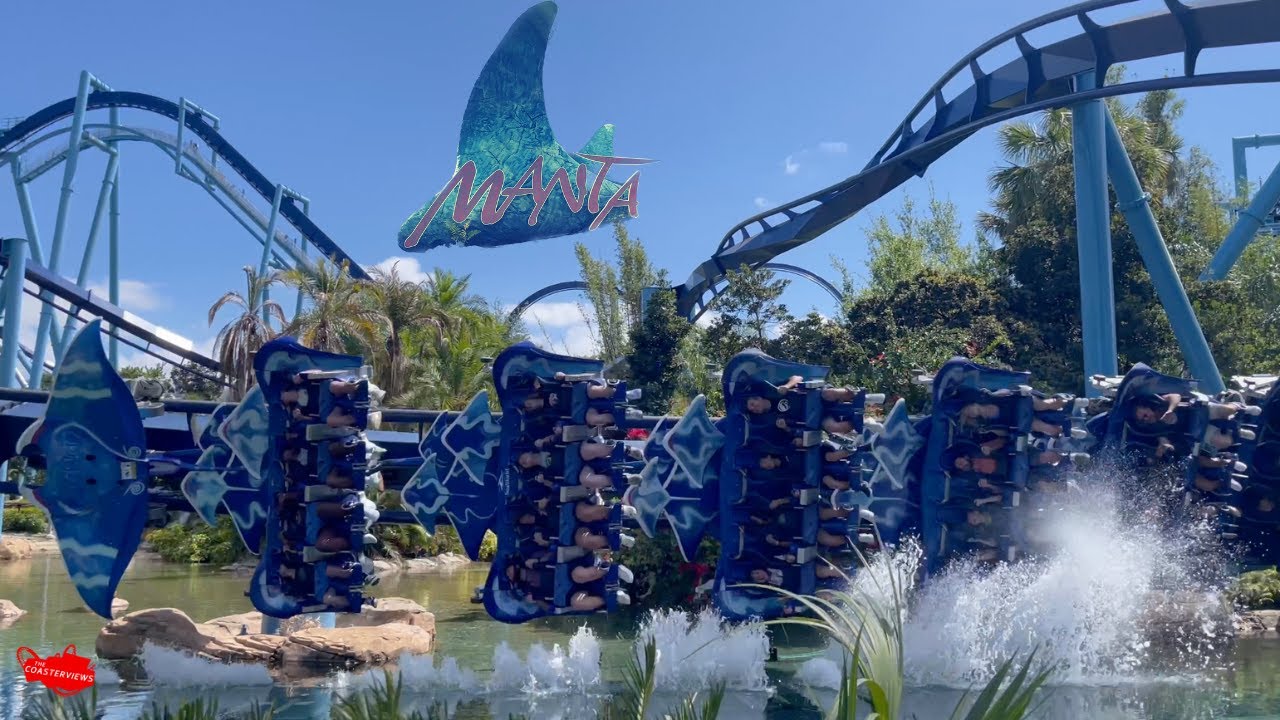 Manta Flying Coaster Sea World Orlando Front Row POV and off ride [4k ...