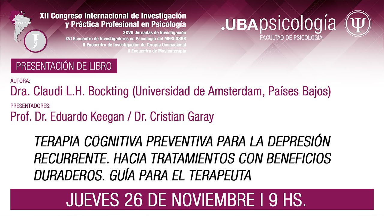Terapia Cognitiva preventiva para la depresión recurrente. Guía para el ...