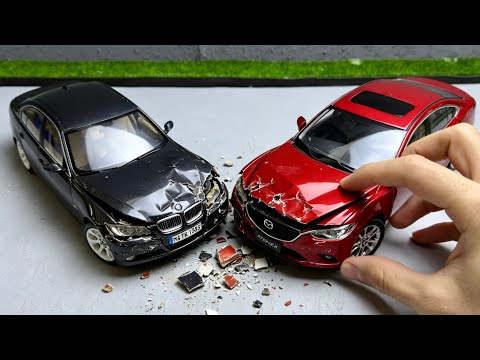 Frontal Impact Test! 1:18 BMW E90 vs Mazda Atenza Realistic Simulation