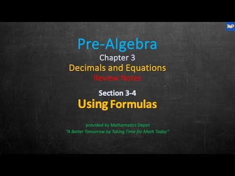 Pre Algebra 3 4 Using Formulas - YouTube