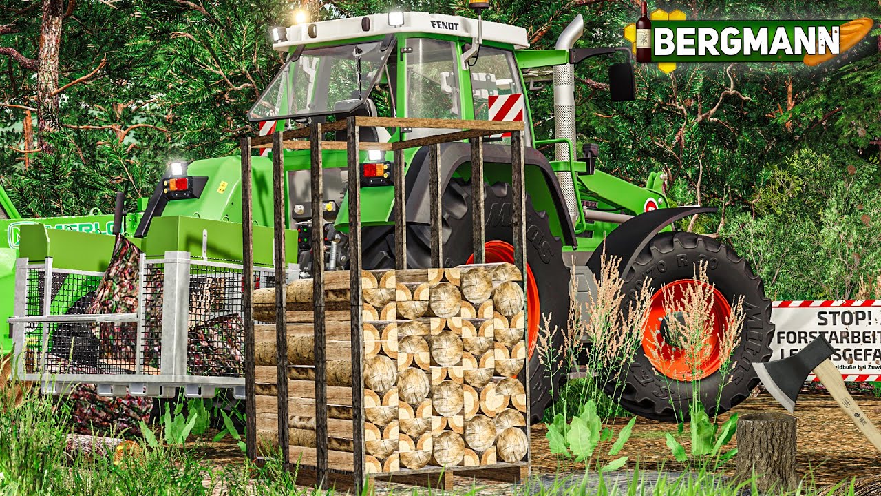 LS19 HOF BERGMANN #131 : BRENNHOLZ herstellen mit der Axt! | FARMING ...