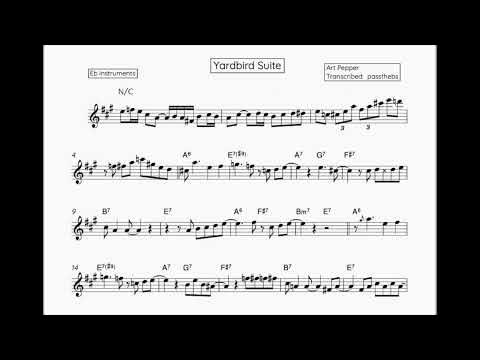 Art Pepper - "Yardbird Suite" Alto Sax transcription (plus Bb transposition) - YouTube