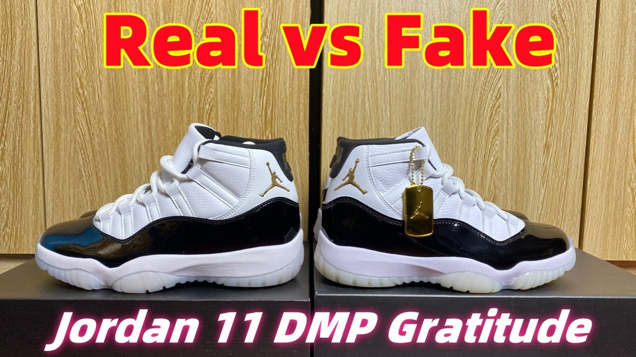 Real vs Fake Jordan 11 Retro DMP Gratitude - YouTube