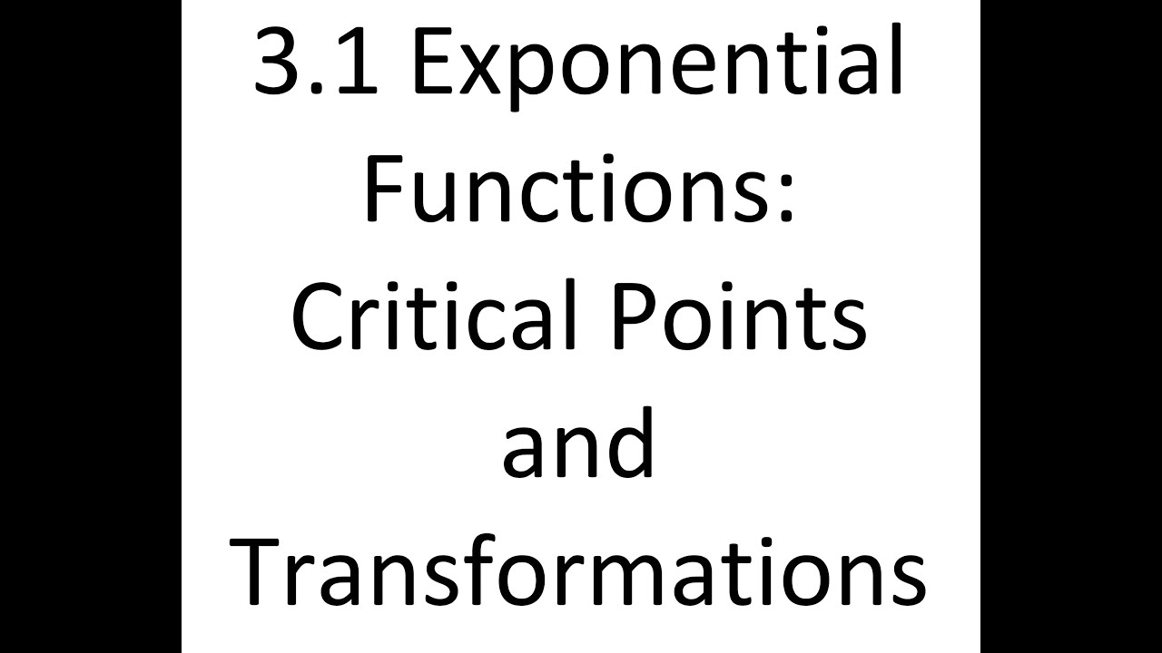 3 1 EXPONENTIAL FUNCTIONS: CRITICAL POINTS AND TRANSFORMATIONS - YouTube