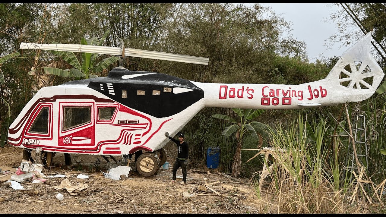 Building A Wooden Helicopter As A Shelter In The Forest Complete - YouTube