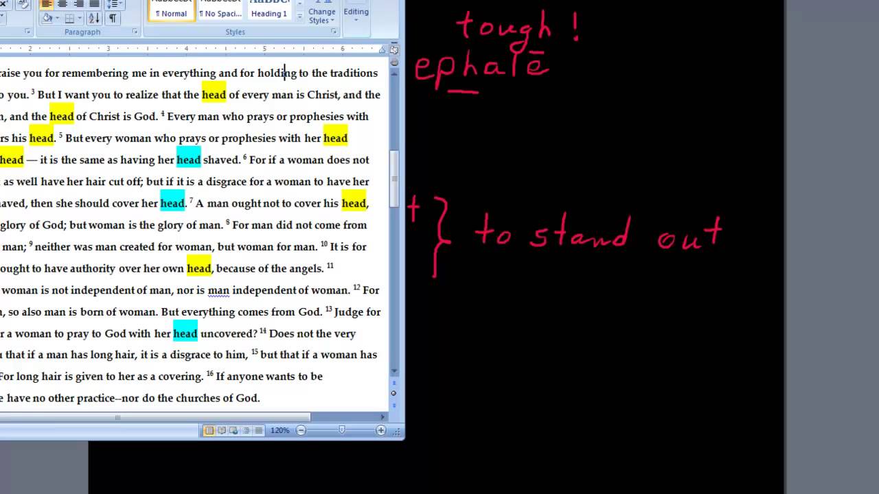 1 Corinthians 11:3 Greek "KEPHALE" - YouTube