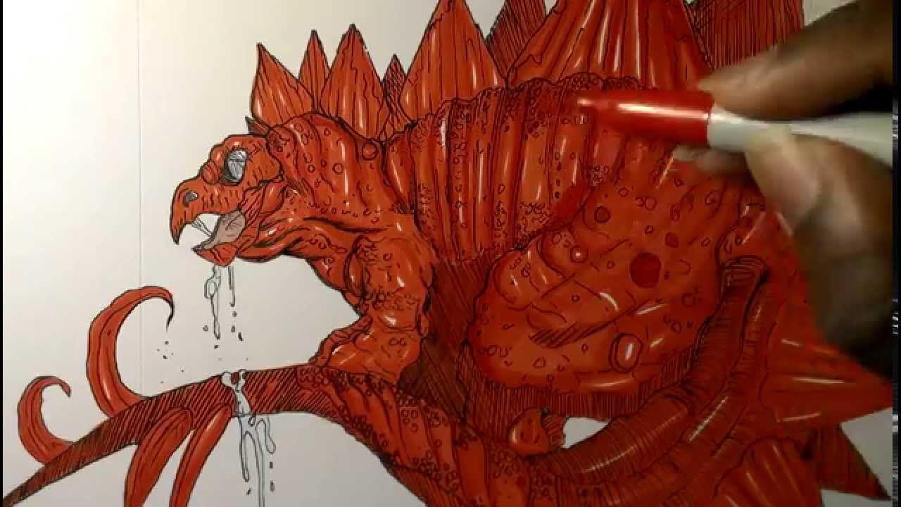 Drawing Stegron from Spiderman, Marvel Comics - YouTube