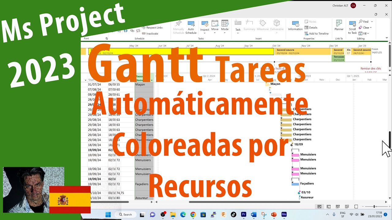 #102 Ms Project 2023 Gantt Coloreado Automáticamente Por Recursos ...