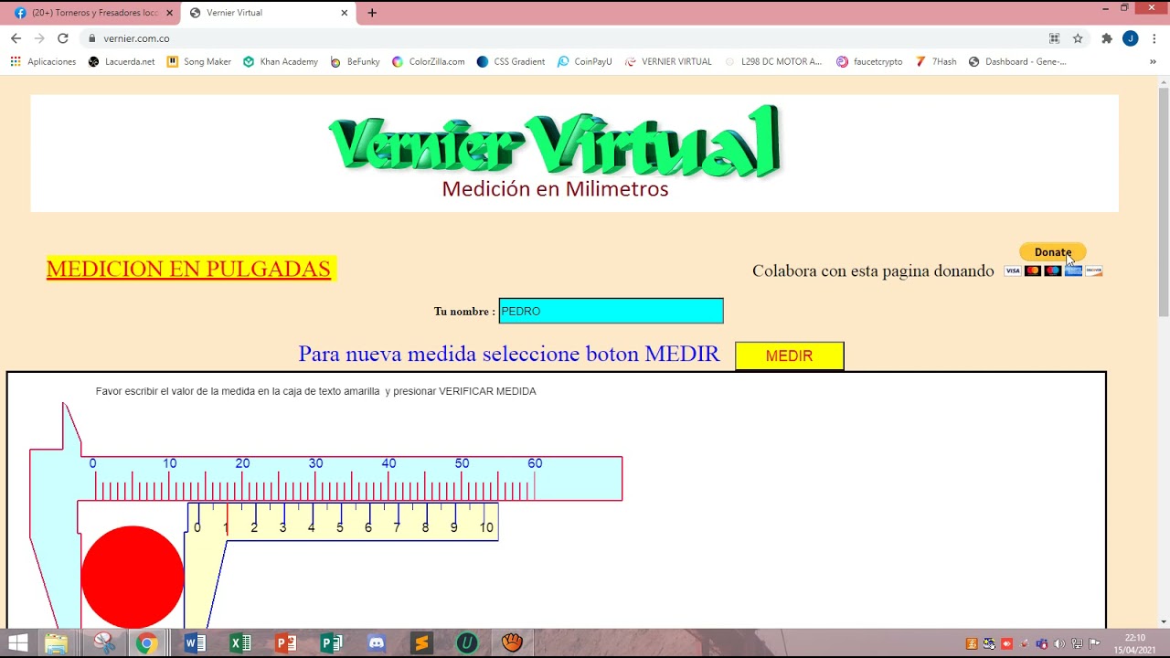Vernier o Pie de Rey Virtual . Aplicación web para practicar medición ...